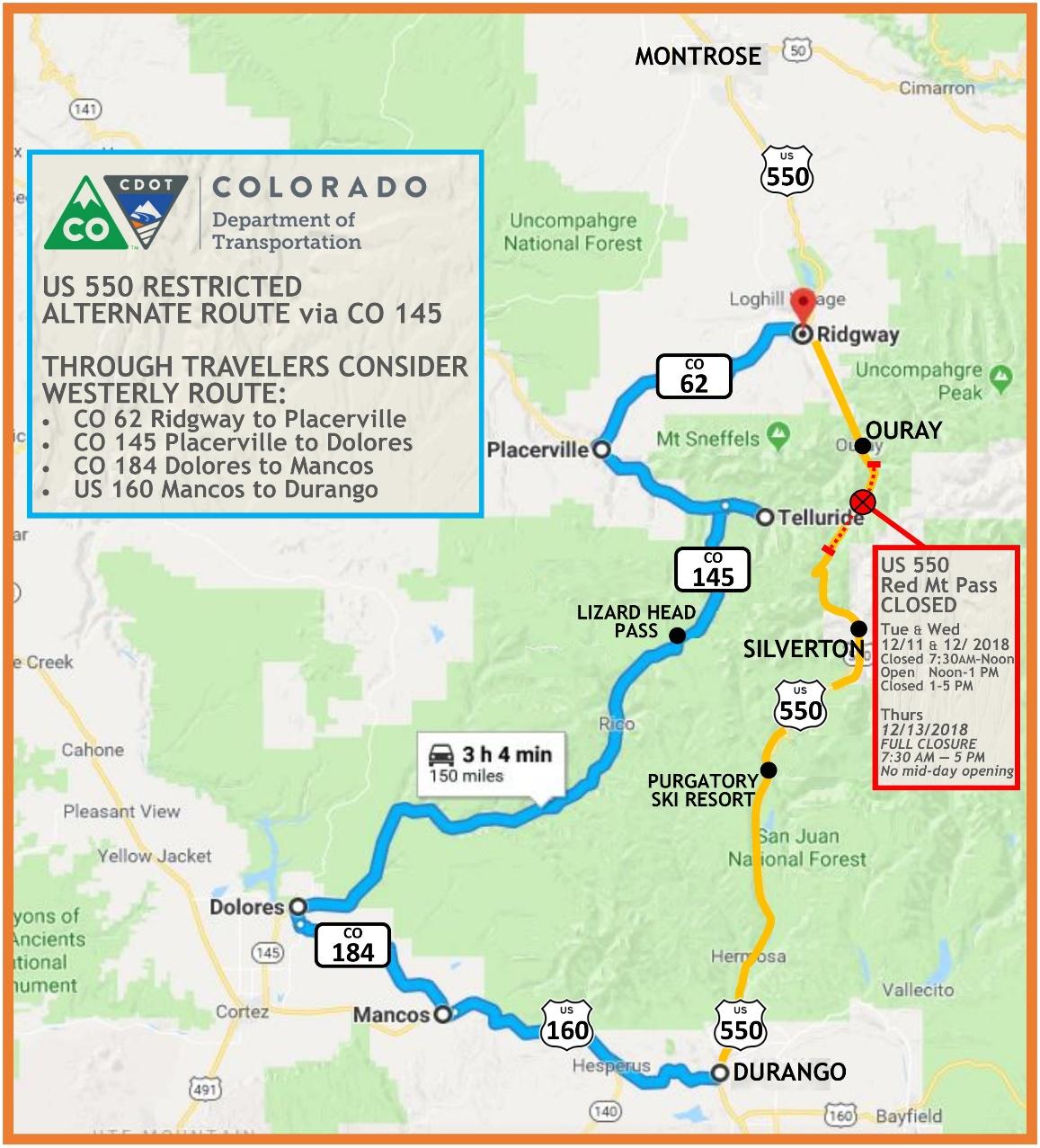 US 550 Restriction Map — Colorado Department of Transportation