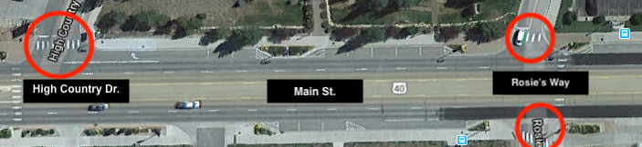 High Country Drive to Main Street and Rosie's Way roadway — Colorado ...