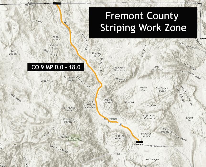 Fremont County Striping on CO 9 project map — Colorado Department of ...