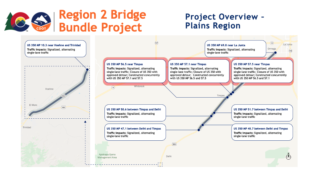 Region 2 Bridge Project Plains Region project map — Colorado Department ...