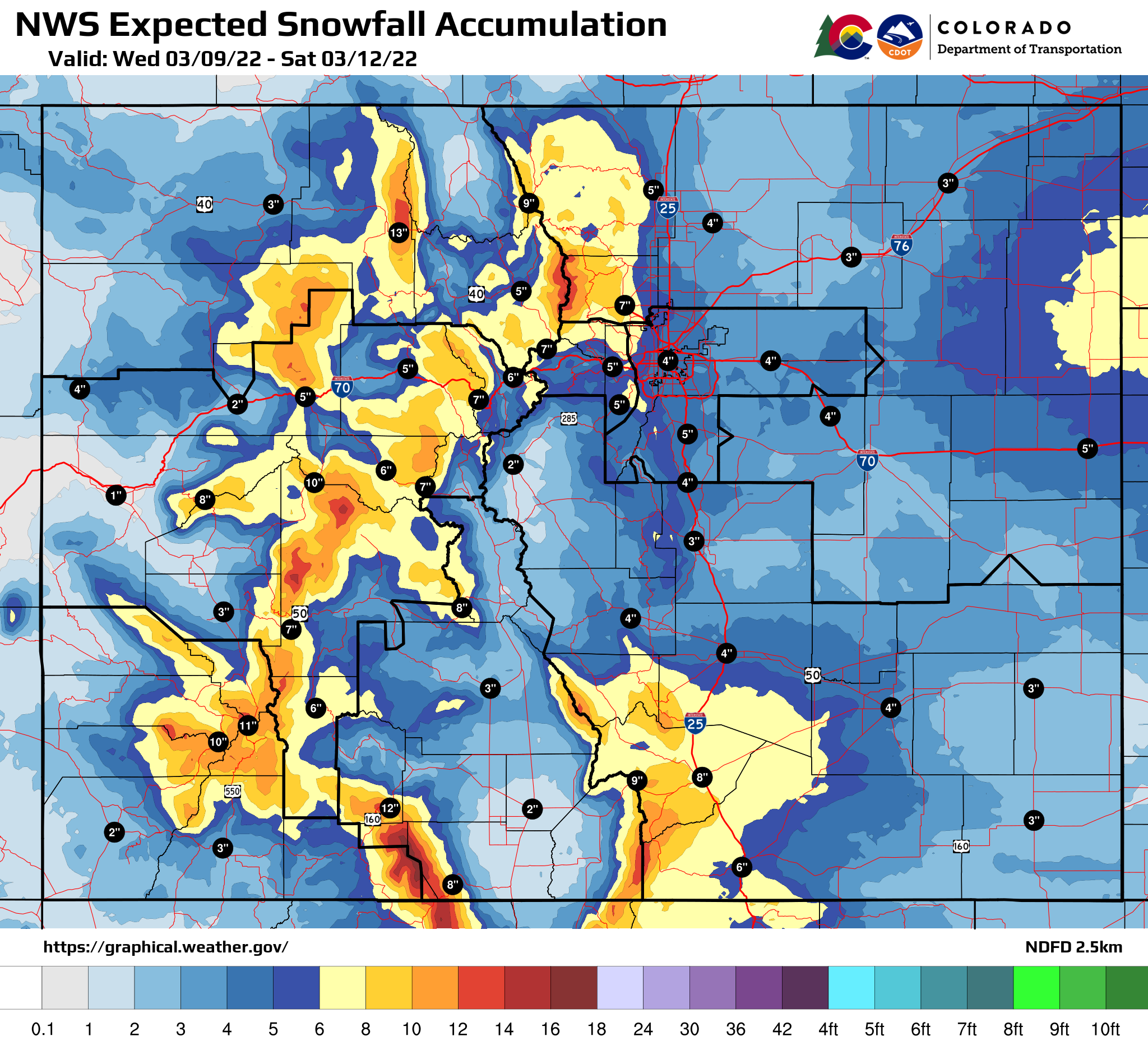 Expected Snowfall Accumulation 3/9/2022 — Colorado Department of ...