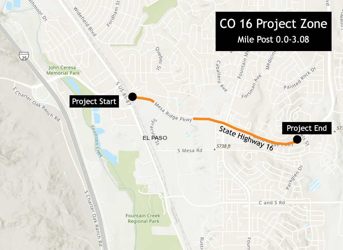 CO 16 project zone map — Colorado Department of Transportation