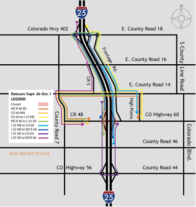 CO 60 detour map at I-25 northbound to East County Road 18 to ...