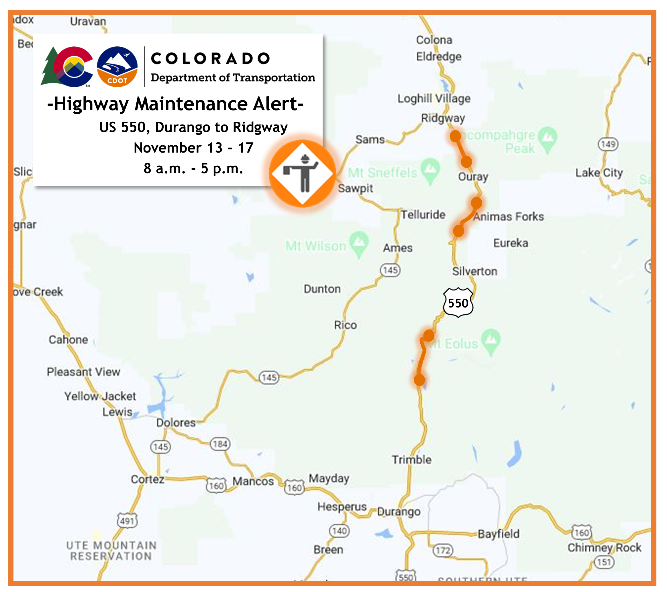 US 550 maintenance map.png — Colorado Department of Transportation