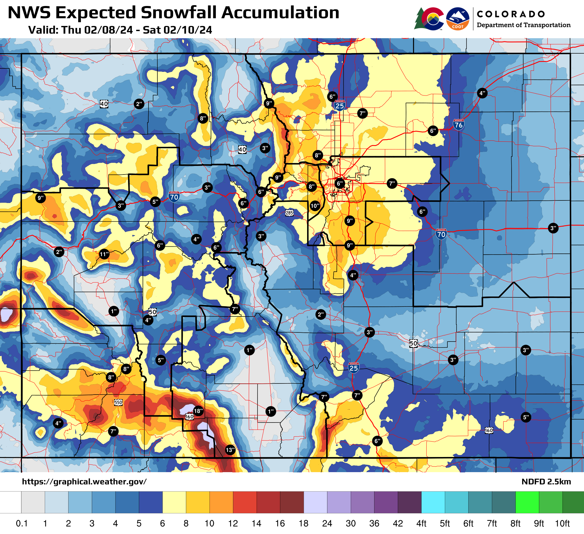 National Weather Service Expected Snowfall 02082024 through 02102024 ...