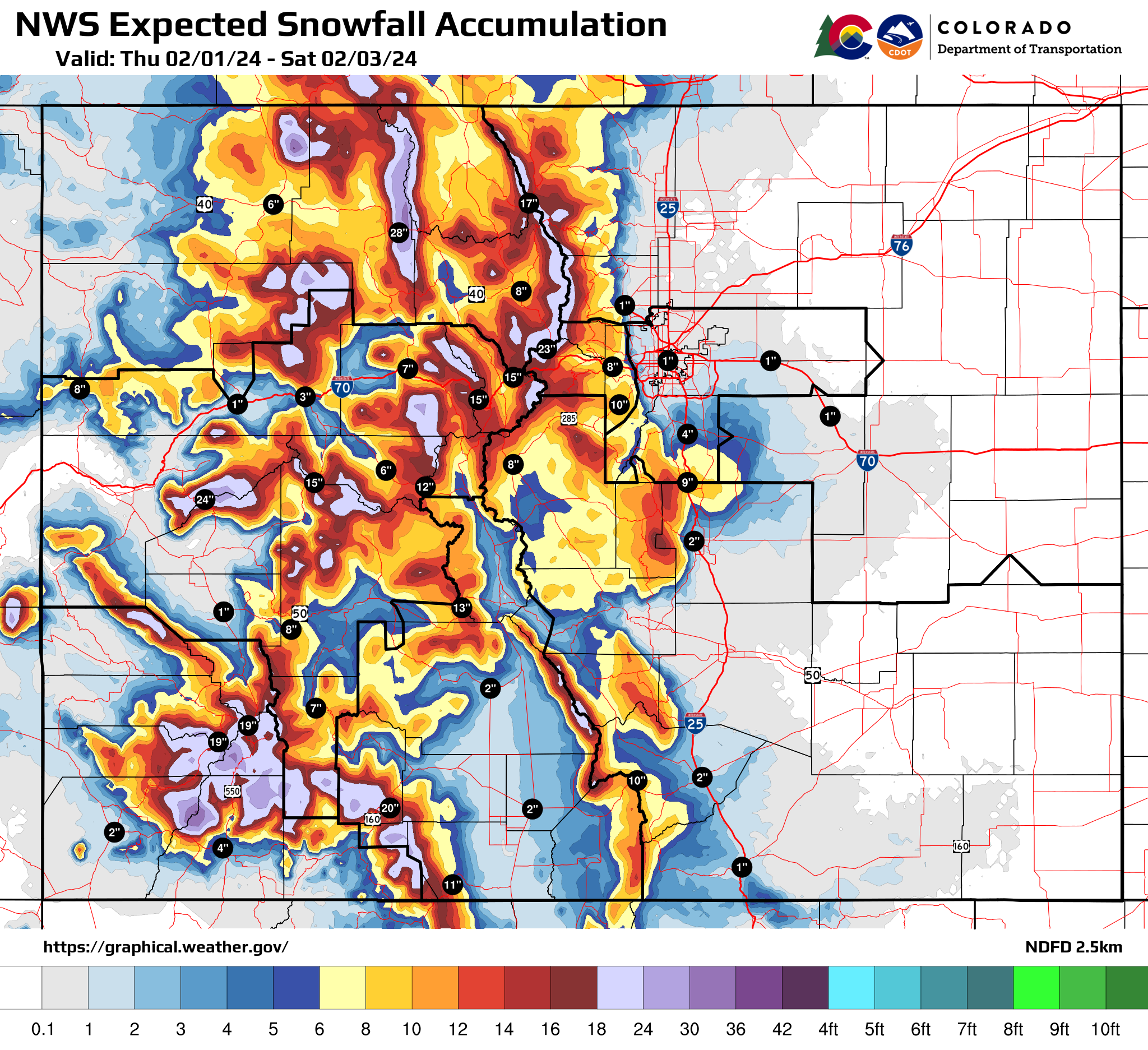 NWS snowfall Feb. 2.png — Colorado Department of Transportation