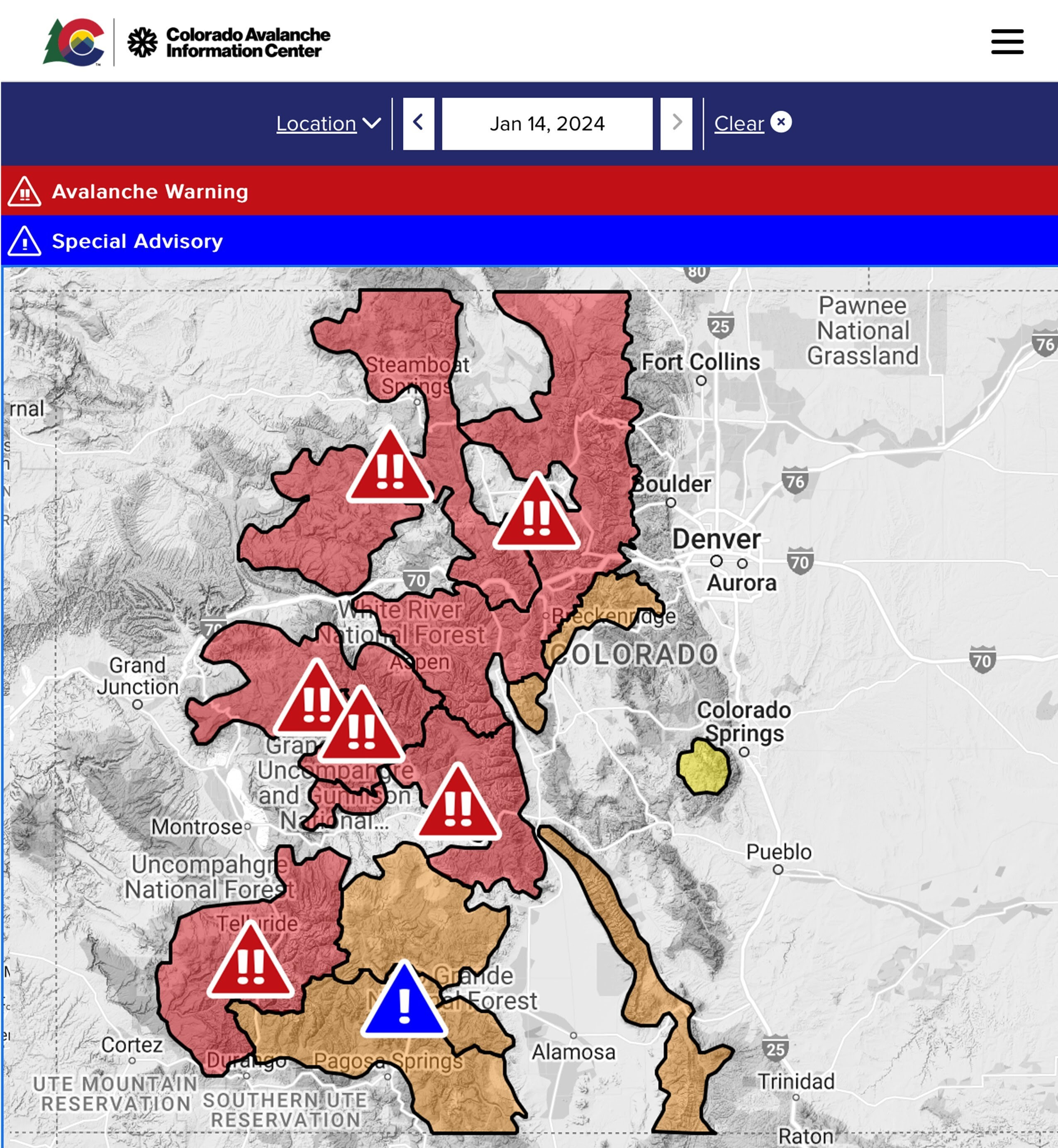 Colorado Avalanche Information Center 01142024 storm map.jpg — Colorado ...