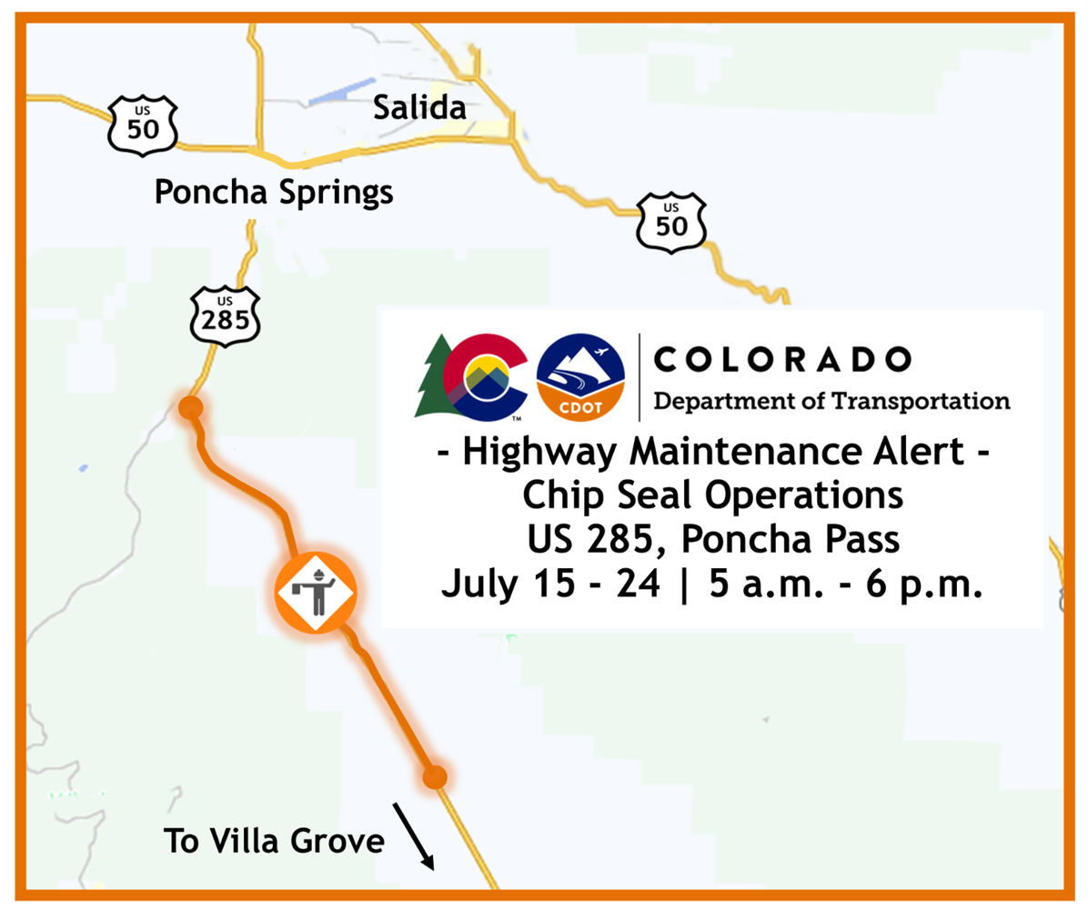 US 285 chip seal operations south Poncha Springs location map.png ...