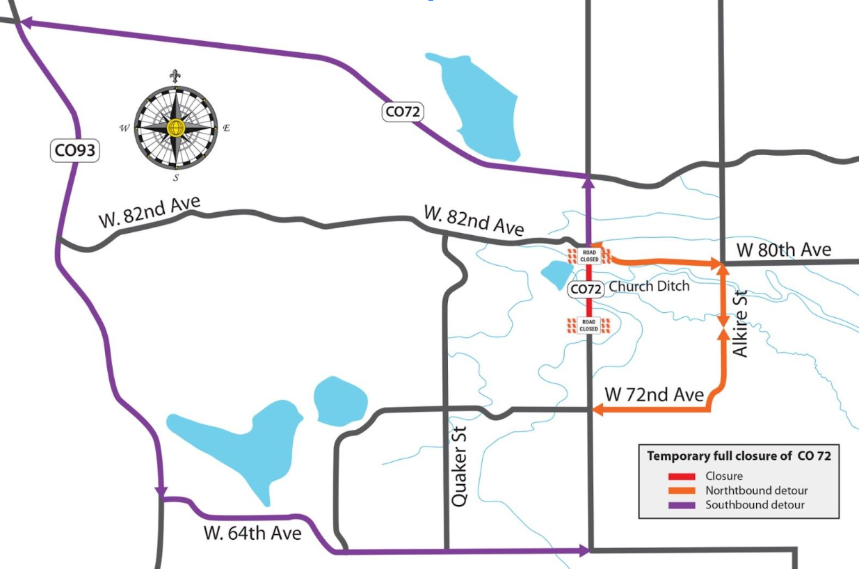 Indiana Street CO 72 Detour Map.png — Colorado Department of Transportation