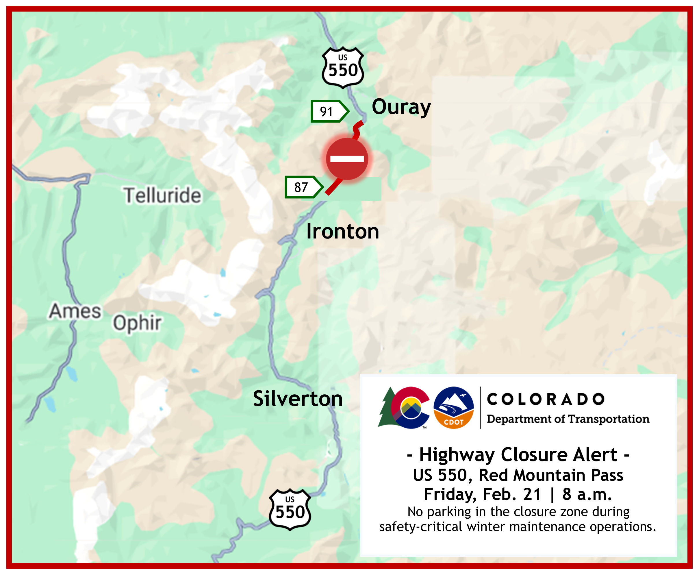 Highway Closure Alert Map 02212025 US 550 Red Mountain Pass.png ...