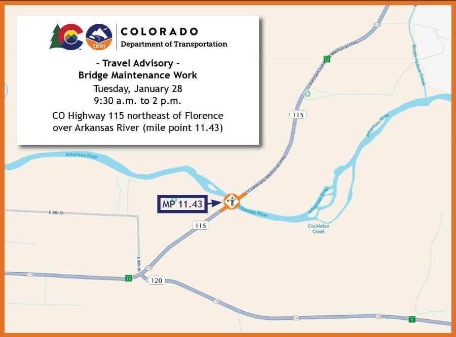 Travel Advisory Map CO 115 Bridge Maintenance Work 012825.jpg ...