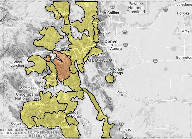 Colorado Avalanche Information Center map shows the avalanche risk ...