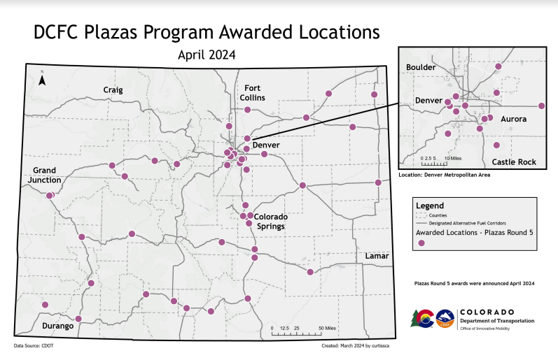 DCFC Plazas Round 5 Awardee Map — Colorado Department of Transportation