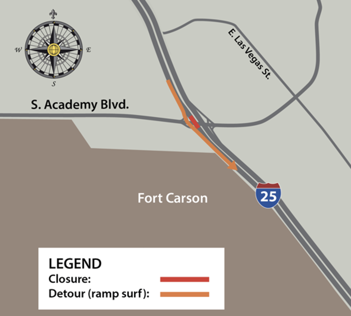 Southbound I-25 detour map using southbound on- and off-ramps.png ...
