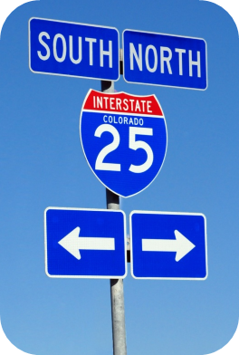 Interstate 25 road sign — Colorado Department of Transportation