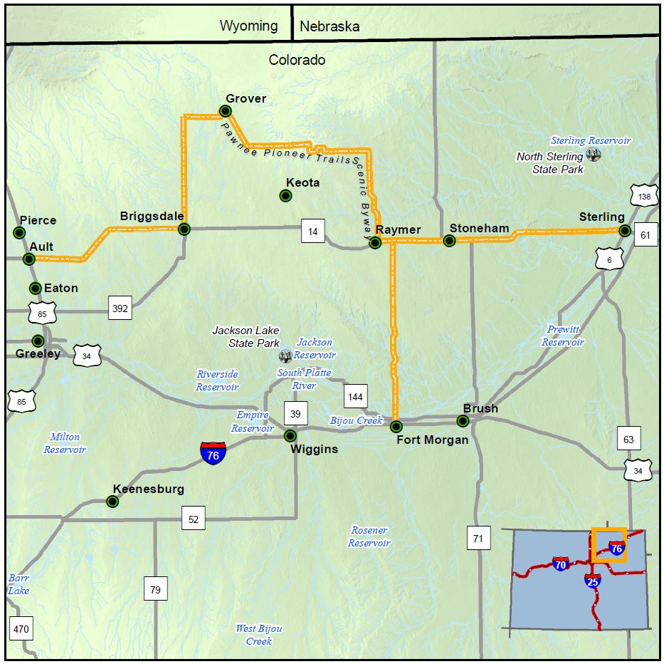 Pawnee Pioneer Trails Scenic Byway map — Colorado Department of ...